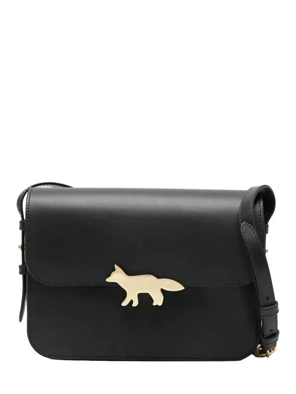 Maison Kitsuné Fox Head Leather Shoulder Bag - Black