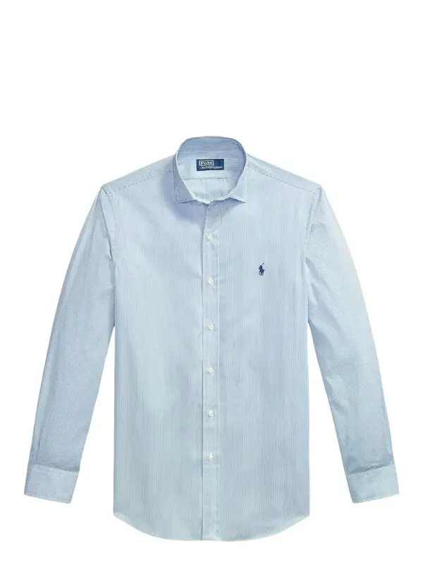 Polo Ralph Lauren Striped Logo-embroidered Shirt - Blue