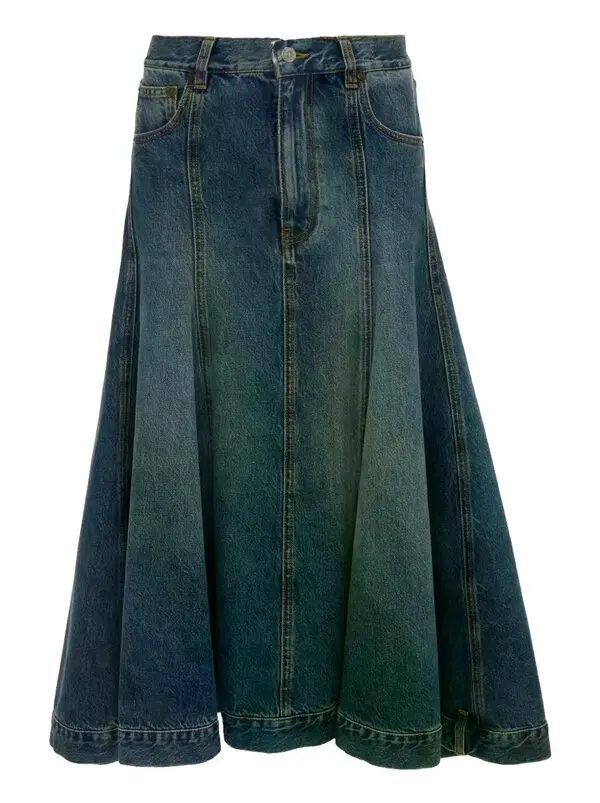 Victoria Beckham Panelled Kick Flare Denim Skirt - Blue