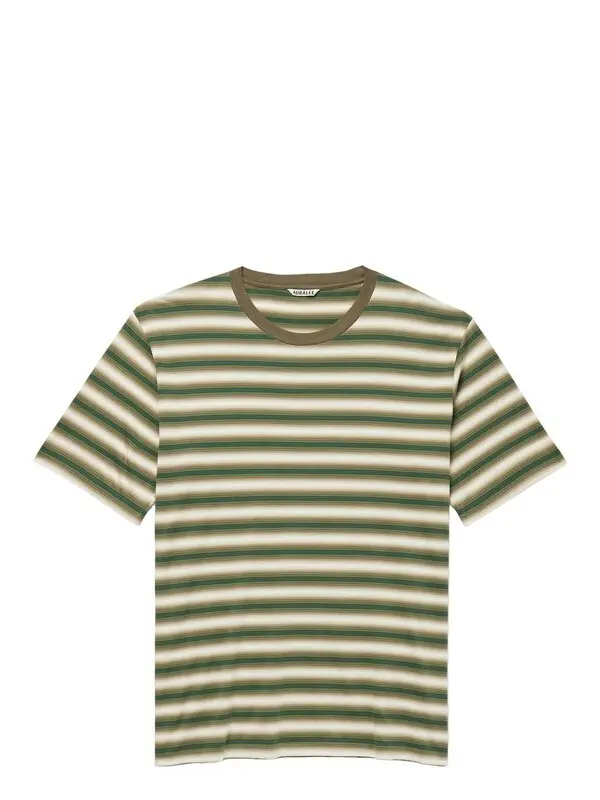 Auralee Striped Cotton-jersey T-shirt - Green