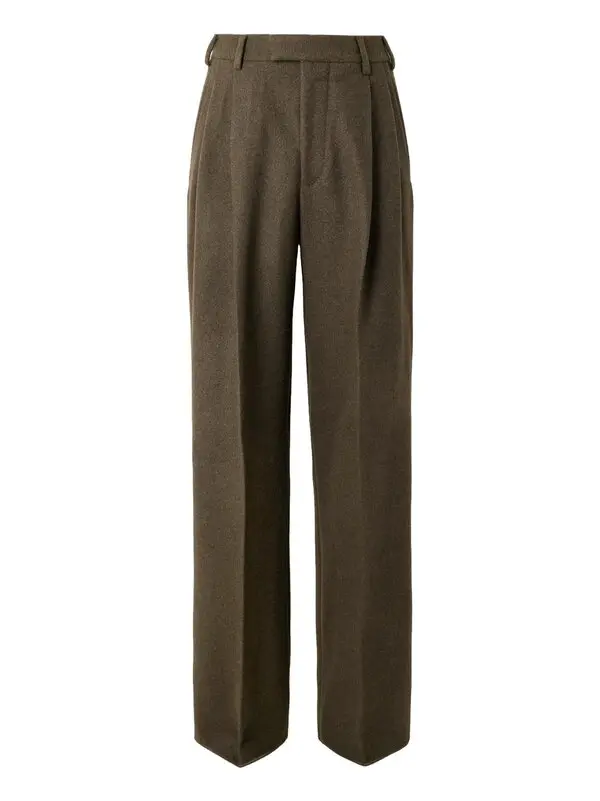 Loro Piana Hubert Pleated Wool And Cashmere-blend Trousers - Brown