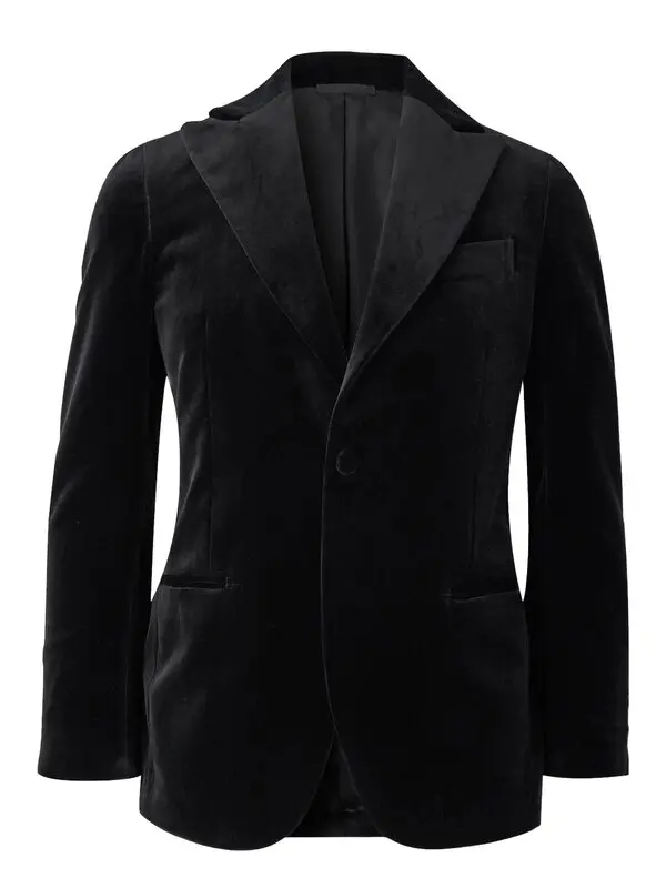 DE PETRILLO Vomero Cotton-velvet Tuxedo Jacket - Black
