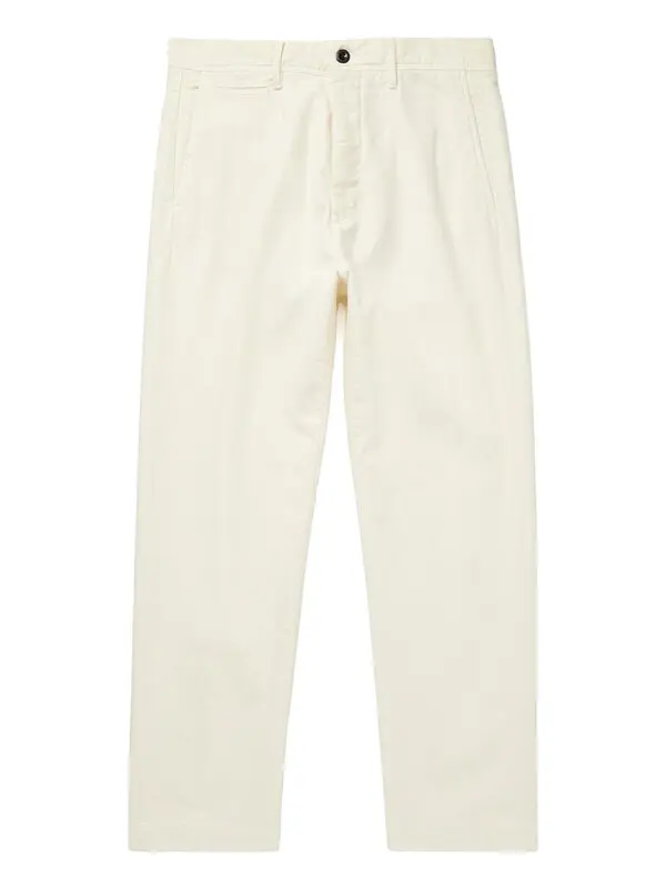 SLOWEAR Slim-fit Cotton-blend Twill Trousers - Neutrals