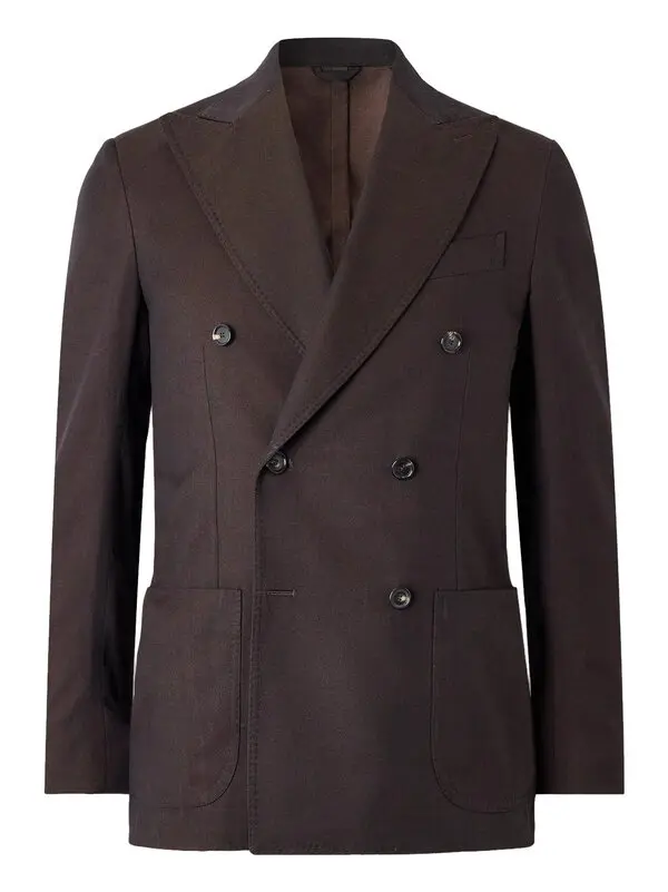 DE PETRILLO Vesuvio Cotton And Silk-blend Twill Suit Jacket - Brown