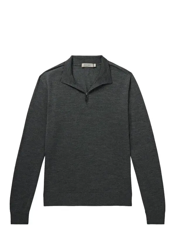 Canali Wool Half-zip Sweater - Gray