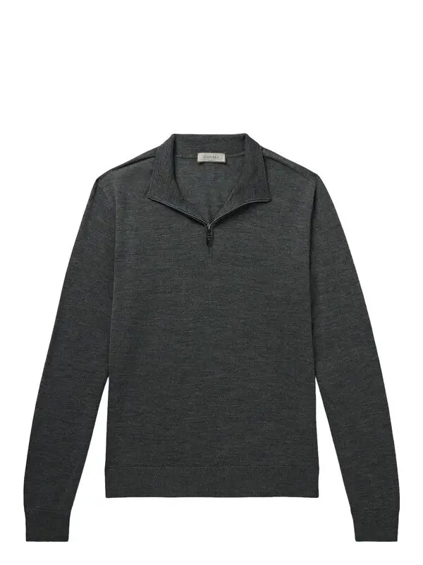 Canali Wool Half-zip Sweater - Gray