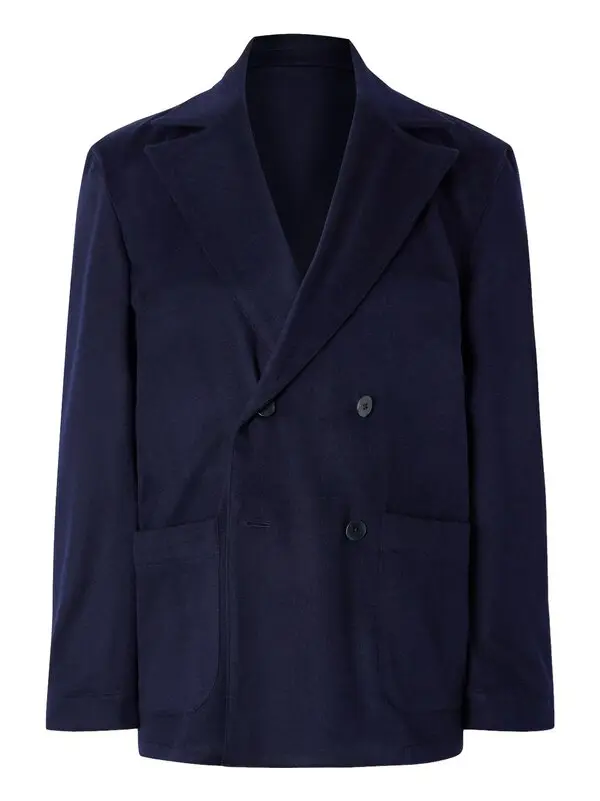 STOFFA Double-breasted Cashmere Jacket - Blue