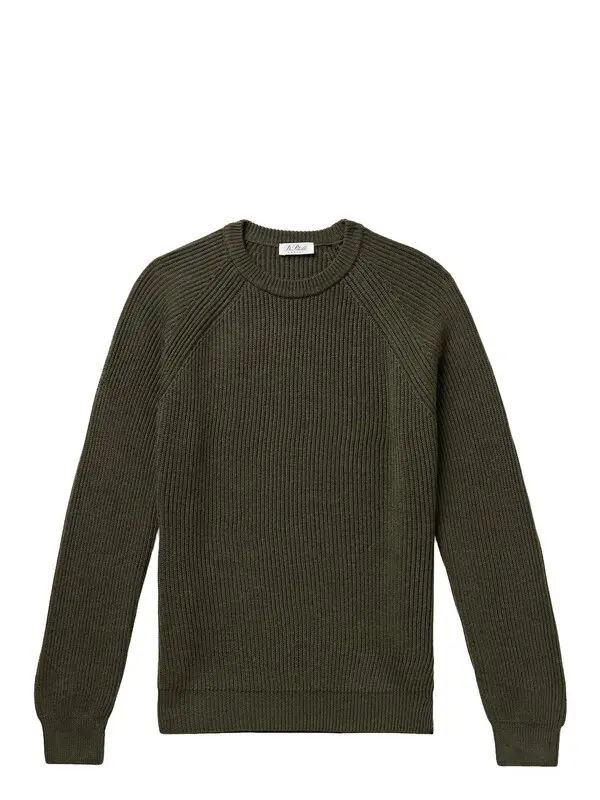 DE PETRILLO Ribbed Virgin Wool Crewneck Sweater - Green