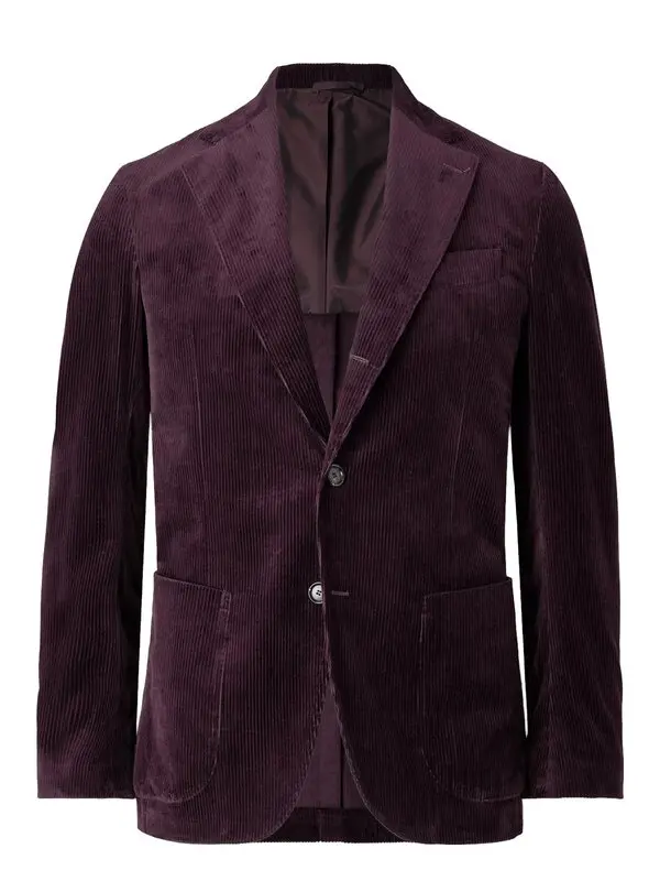 DE PETRILLO Posillipo Slim-fit Corduroy Suit Jacket - Burgundy