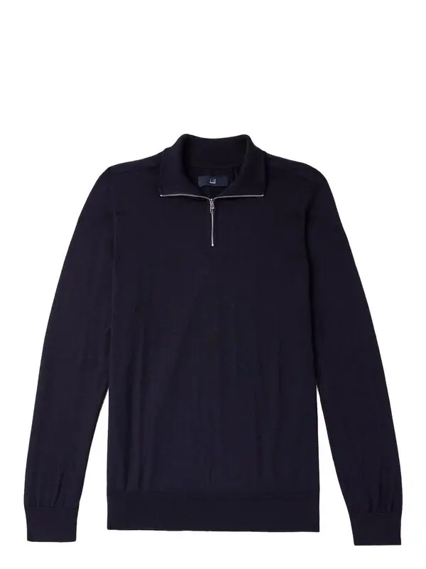 Dunhill Cashmere Half-zip Sweater - Blue
