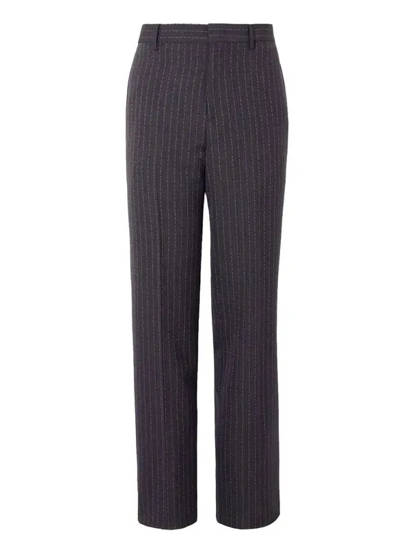Etro Straight-leg Logo-embroidered Wool-blend Jacquard Trousers - Gray