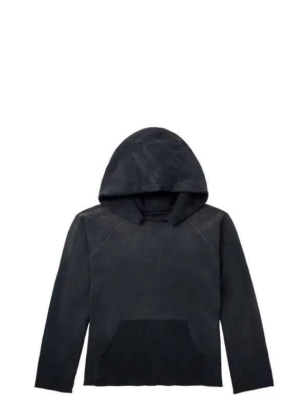 LES TIEN Distressed Cotton-jersey Hoodie - Black