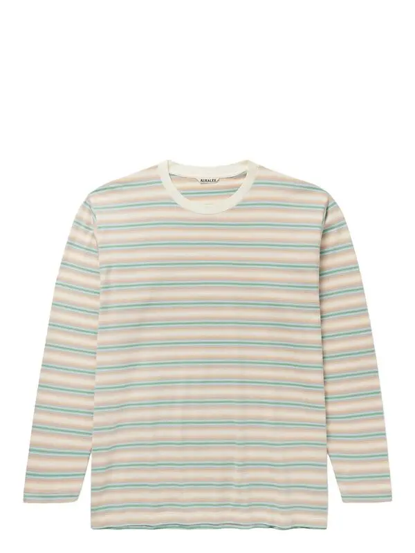 Auralee Striped Cotton-jersey T-shirt - Neutrals