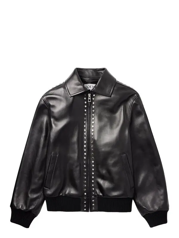 Loewe Studded Leather Bomber Jacket - Black
