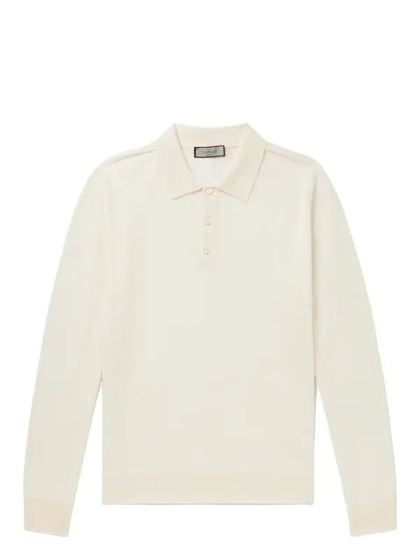 Canali Slim-fit Wool Polo Shirt - White