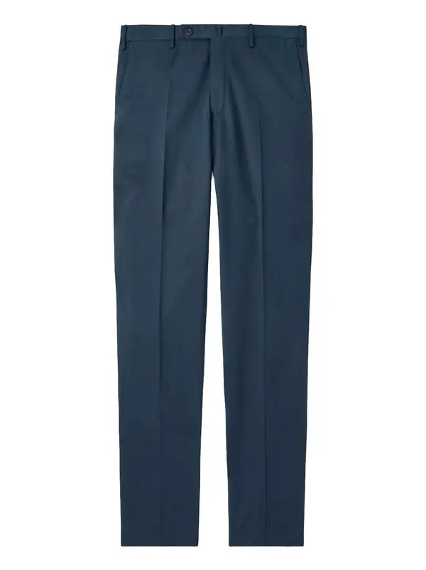 SLOWEAR Incotex Slim-fit Cotton And Cashmere-blend Trousers - Blue