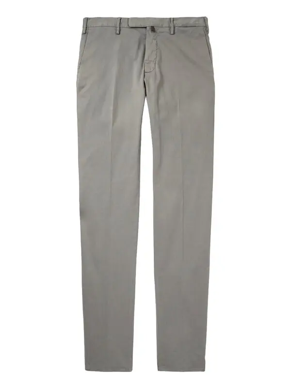 SLOWEAR Incotex Straight-leg Cotton-blend Twill Trousers - Gray