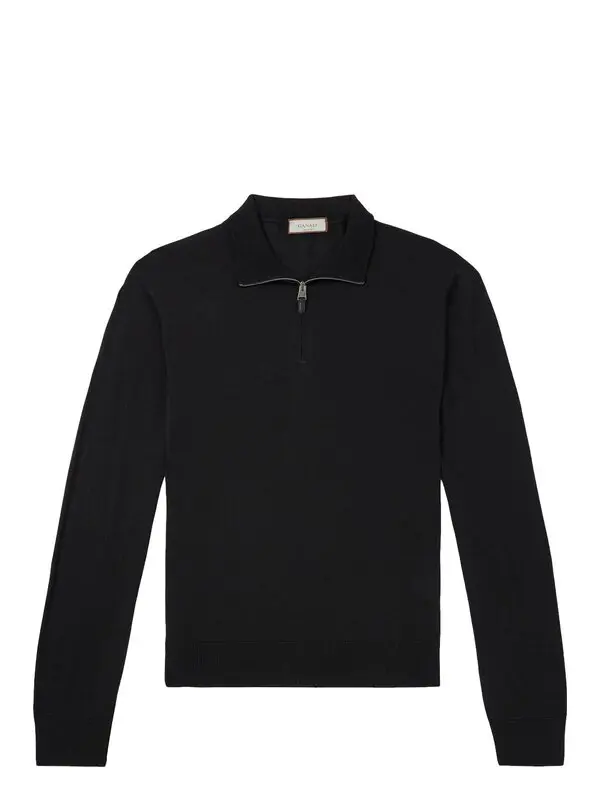 Canali Slim-fit Wool Half-zip Sweater - Black