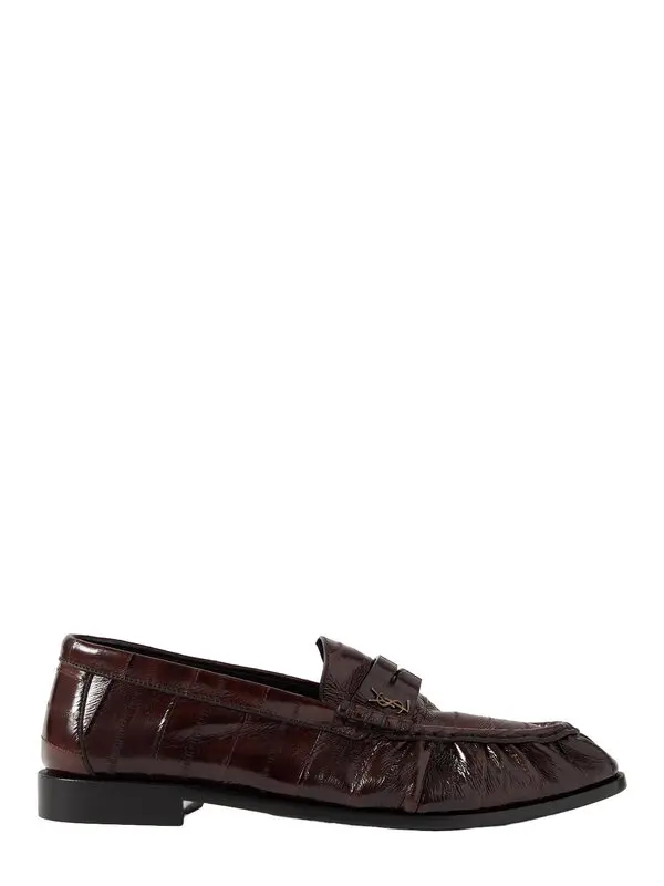 Saint Laurent Le Loafer Eel Penny Loafers - Brown