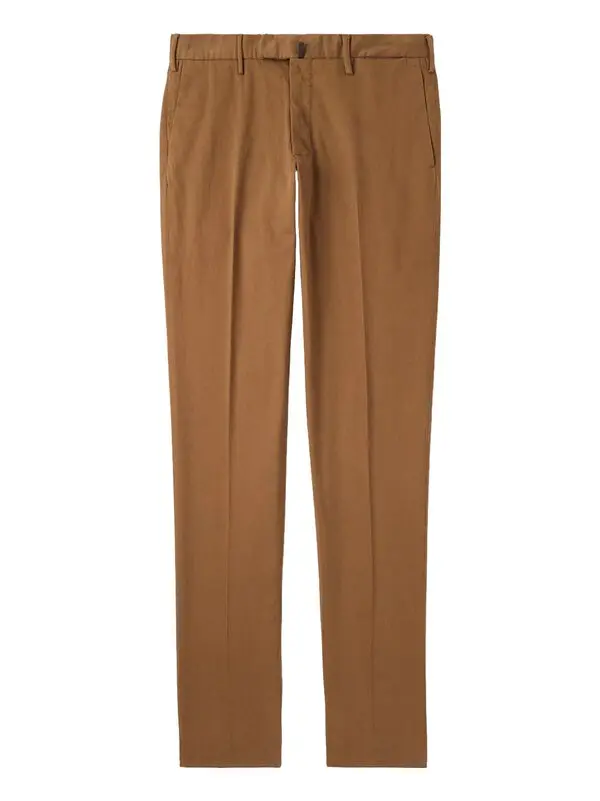 SLOWEAR Incotex Slim-fit Cotton-blend Twill Trousers - Brown