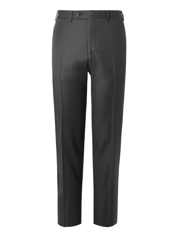 Canali Slim-fit Super 150s Wool-twill Suit Trousers - Black