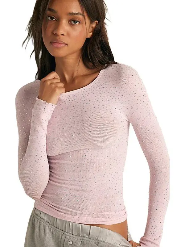 Free People Night Sky Long Sleeve - Pink Ribbons