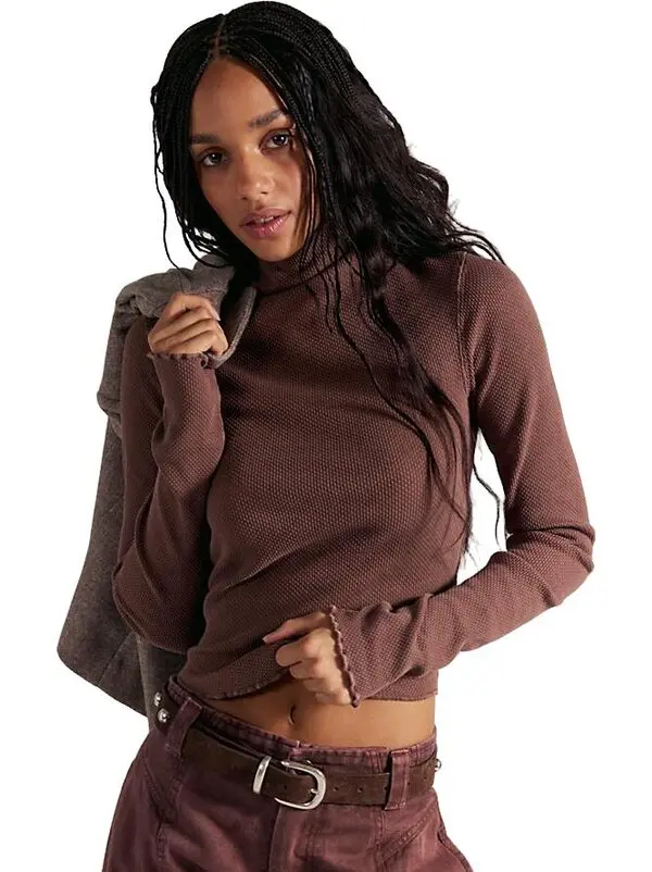Free People We The Free Aria Turtleneck Top - Hot Chocolate