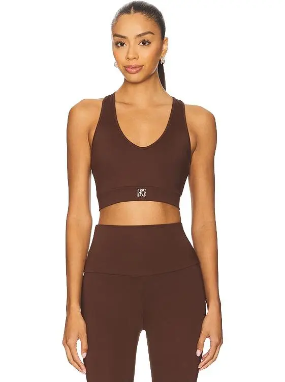 PORT DE BRAS Emma Sports Bra In Chocolate - Dark Chocolate