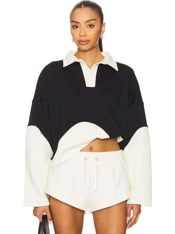 PORT DE BRAS Wave Sofia Sweater - Black & Chantilly