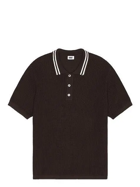 KROST English Rib Short Sleeve Polo In Brown - Demitasse