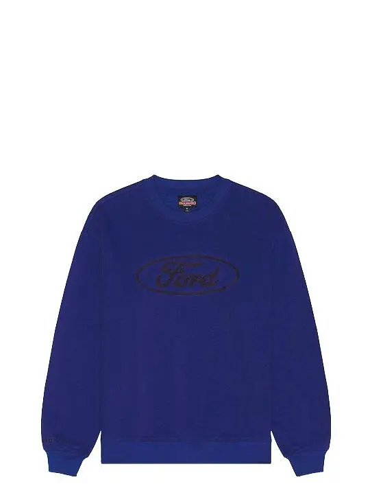 Brixton X Ford Number One Relaxed Fleece Crew Sweatshirt - Ford Blue