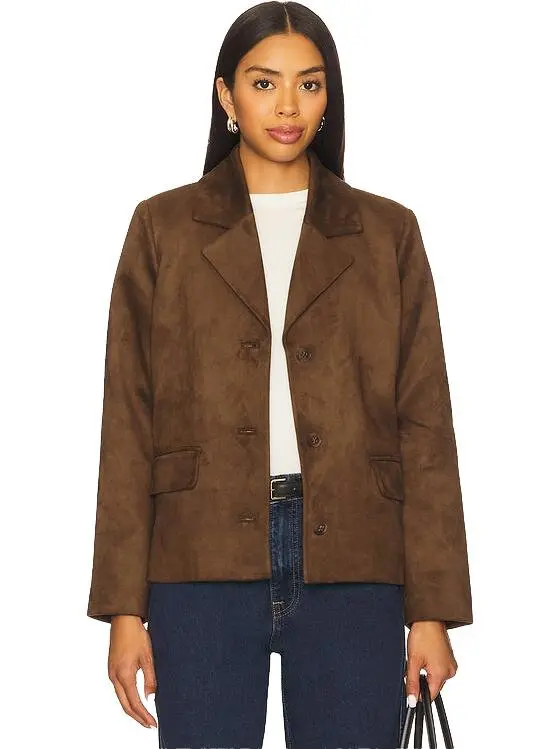 Tularosa Evi Faux Suede Jacket - Dark Brown