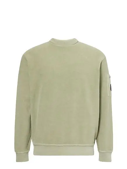 C.P. COMPANY Brushed Crewneck Cotton-jersey Sweatshirt - Seagrass