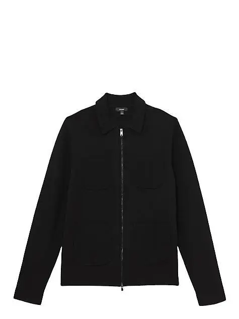 REISS Knitted Patch-pocket Cardigan - Black