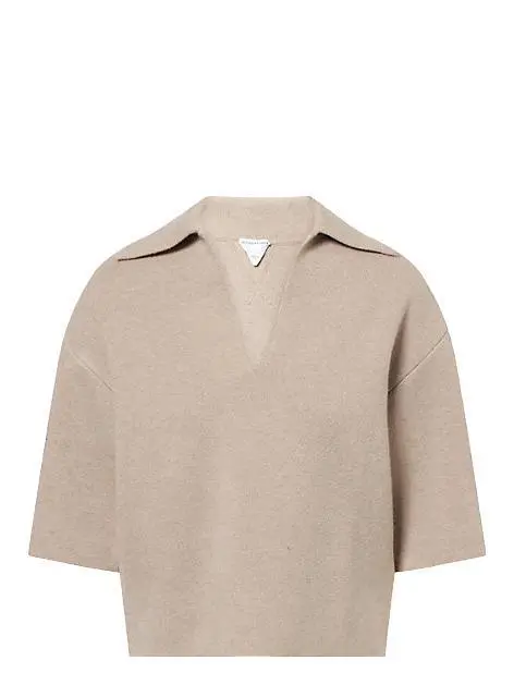 Bottega Veneta Compact Short-sleeved Cashmere-blend Polo Shirt - Beige