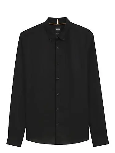 BOSS Regular-fit Long-sleeve Linen Shirt - Black