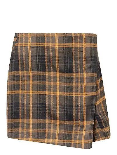 HERESY Woven Check Mini Skirt - Brown