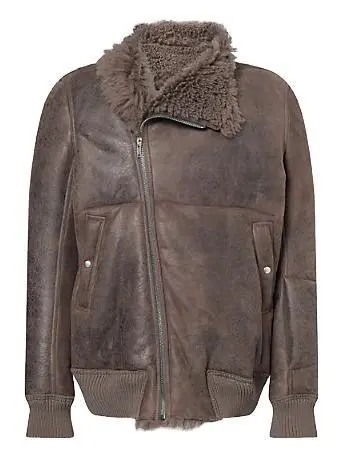 Rick Owens Hollywood Flight Long-sleeve Shearling Jacket - Dark Dust