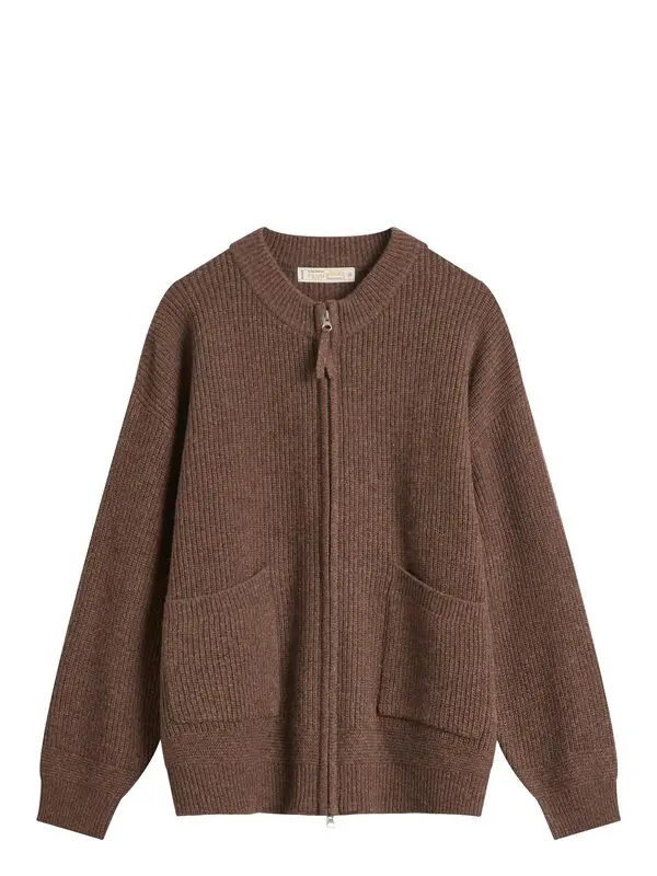 FRIZMWORKS Wool Deck Zip Cardigan - Choco Brown