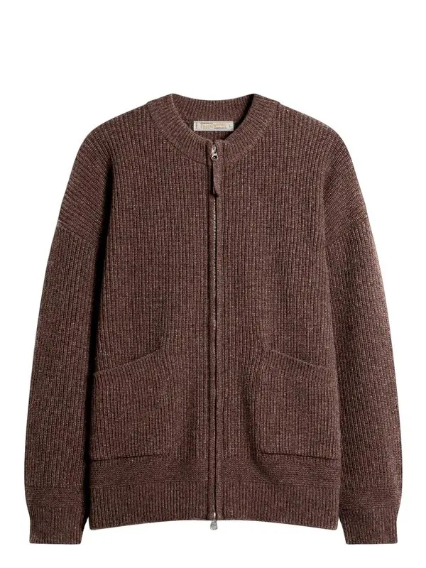 FRIZMWORKS Wool Deck Zip Cardigan - Choco Brown