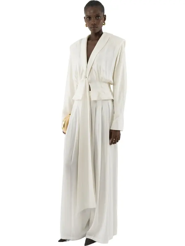 Arakii Pleated Silk Pants - Off-white