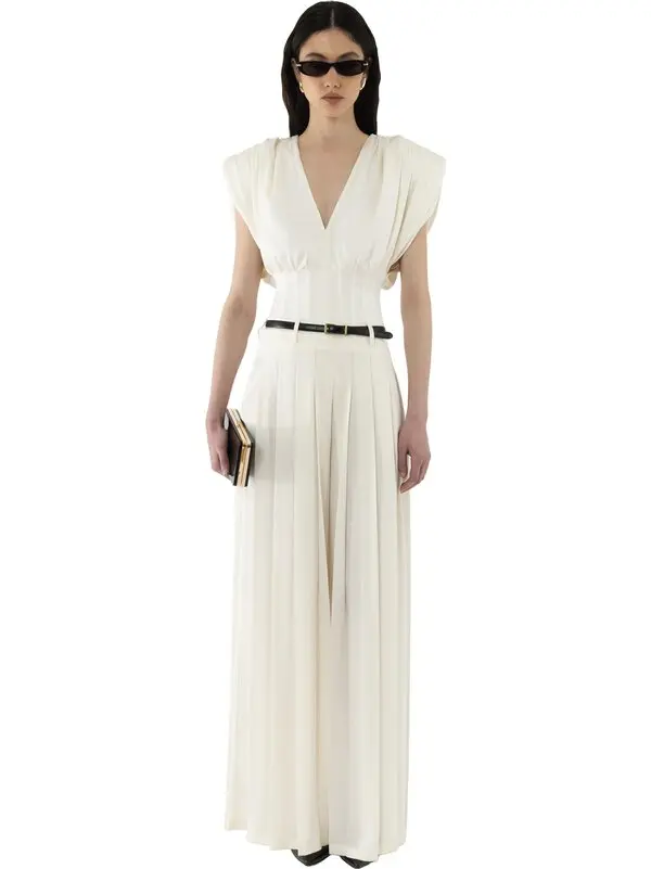 Arakii Pleated Silk Pants - Off-white