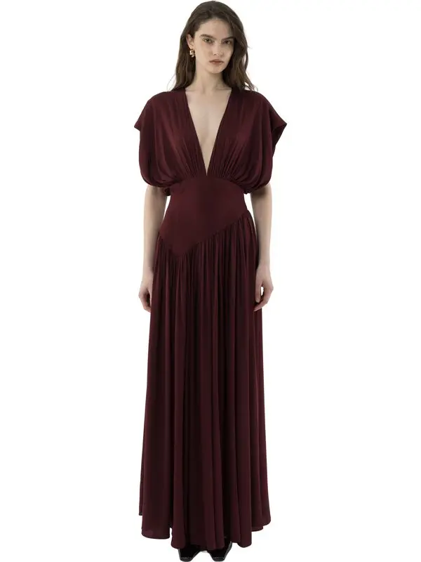 Arakii Maxi Silk Dress - Burgundy