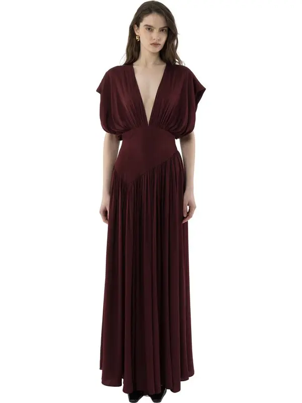 Arakii Maxi Silk Dress - Burgundy