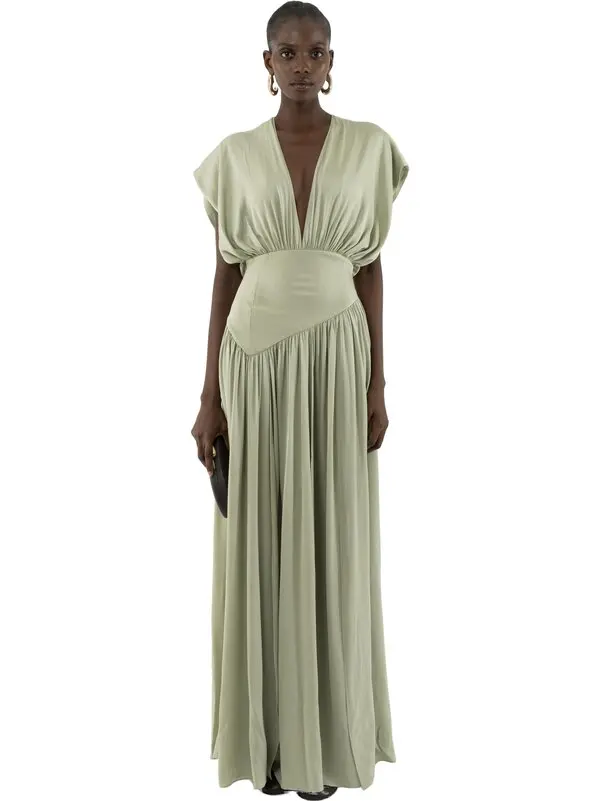 Arakii Maxi Silk Dress - Light Green