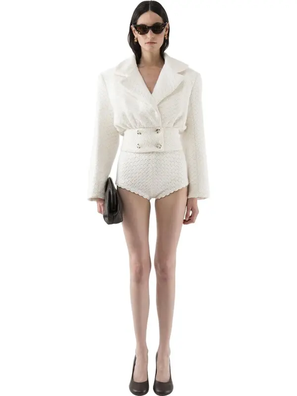 Arakii Crochet Double-breasted Blazer - Off-white
