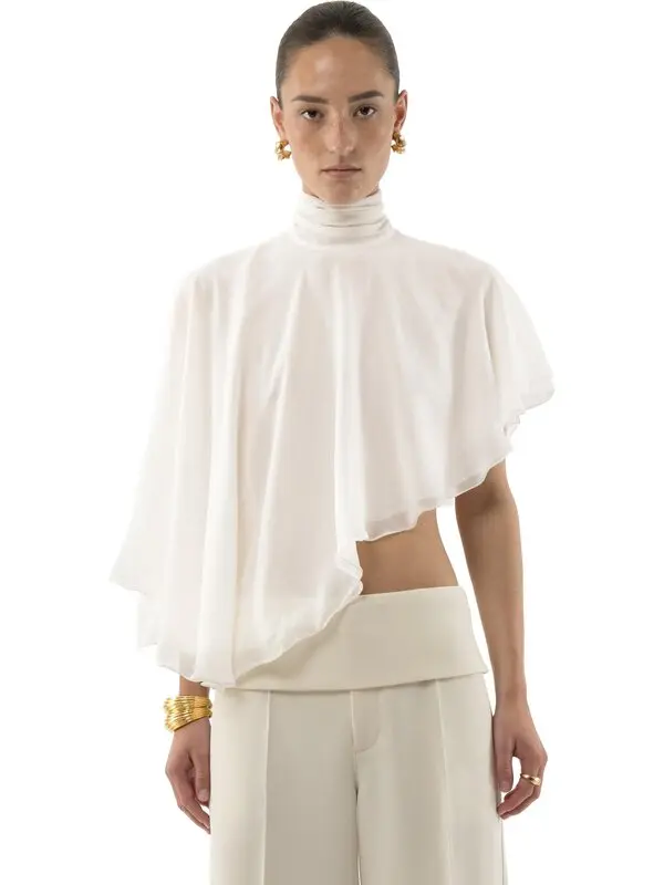 Arakii Flowy Silk Cape - Off-white