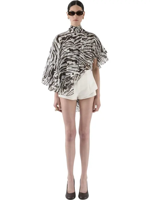 Arakii Flowy Silk Cape - Zebra
