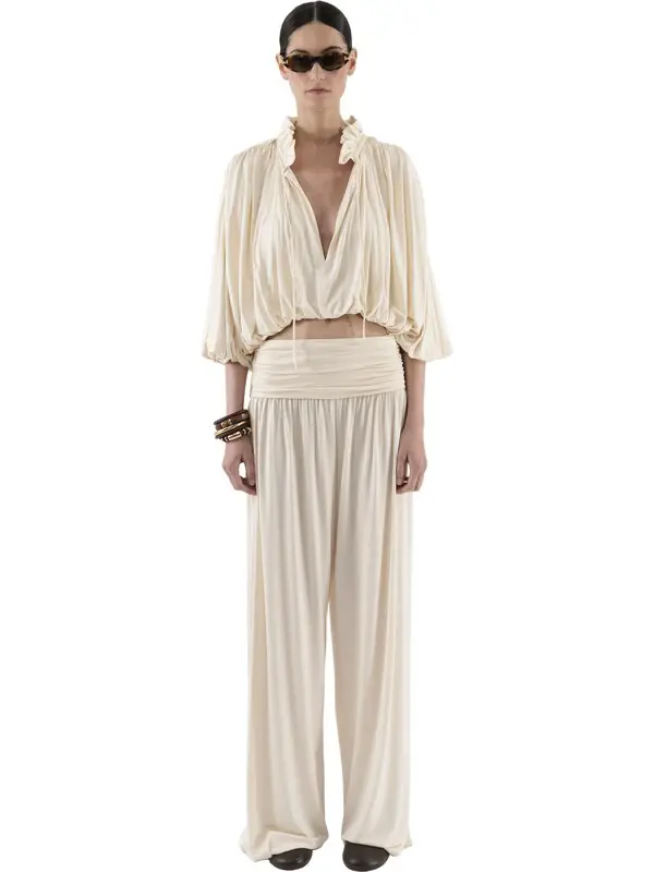 Arakii Draped Viscose-blend Jersey Pants - Creme White