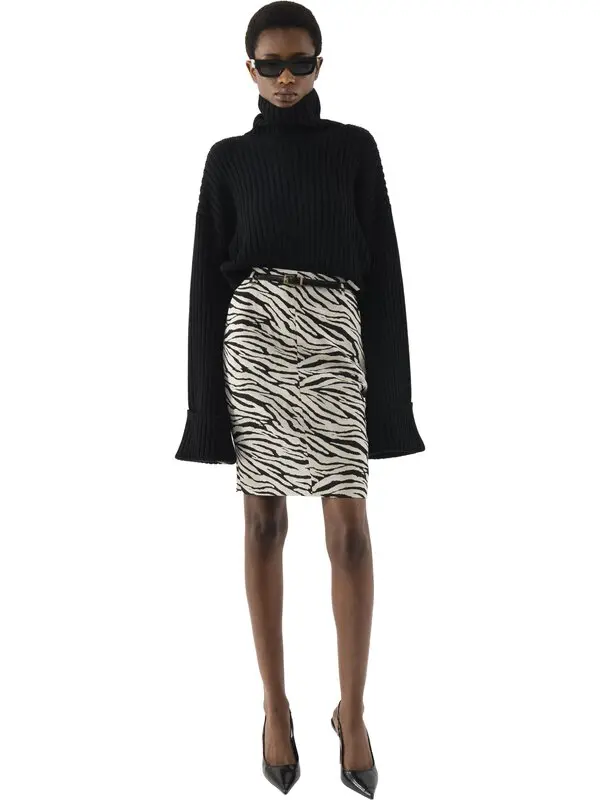 Arakii Zebra Jacquard Pencil Skirt - Zebra Print